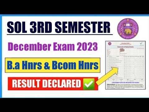 Sol Third Semester December Exam Result Declared 2024 Ii How To