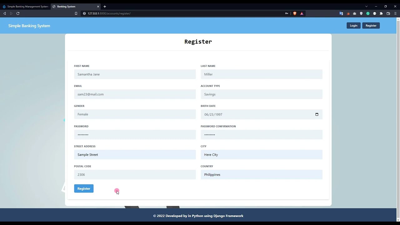 Simple Banking Management System In Python Using Django Demo Youtube