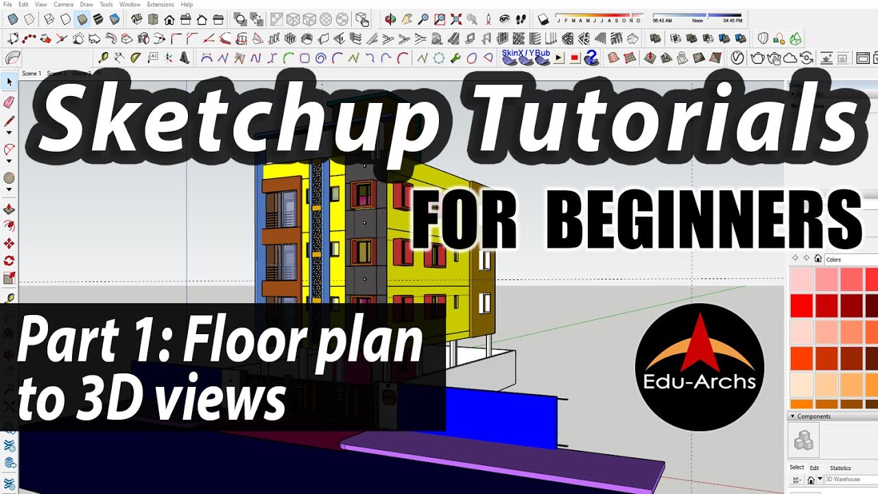 Part 1 Sketchup Tutorial For Beginners Floor Plan To 3d View Edu