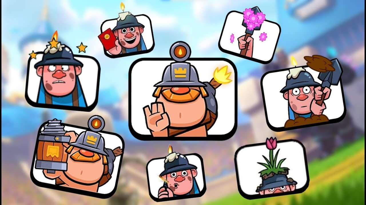 All Miner And Mighty Miner Emotes In Clash Royale Youtube
