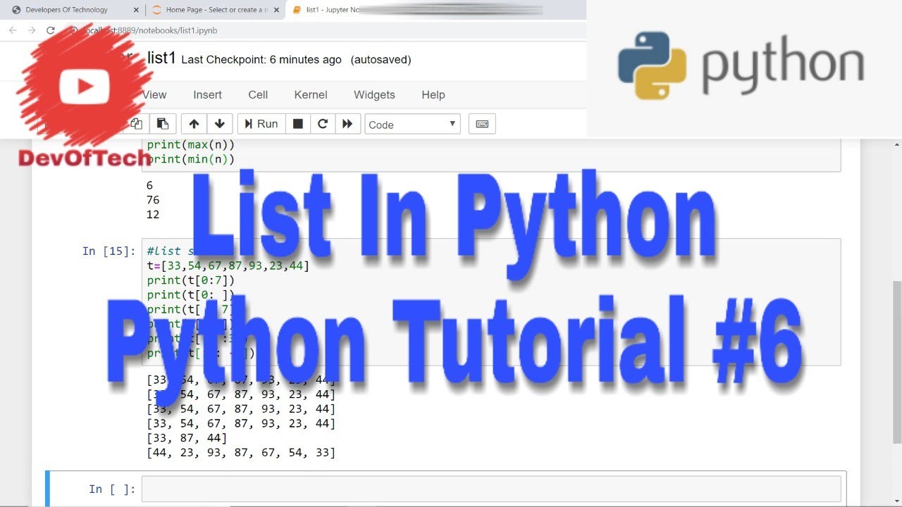 List In Python Part 1 Python Programming Tutorial 6 Youtube