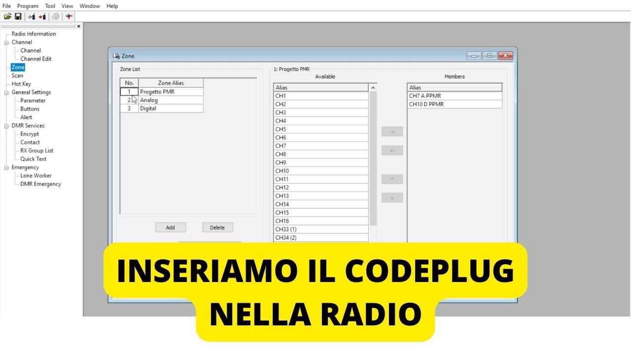 Inserire Il Codeplug Nella Radio Progetto Pmr Youtube