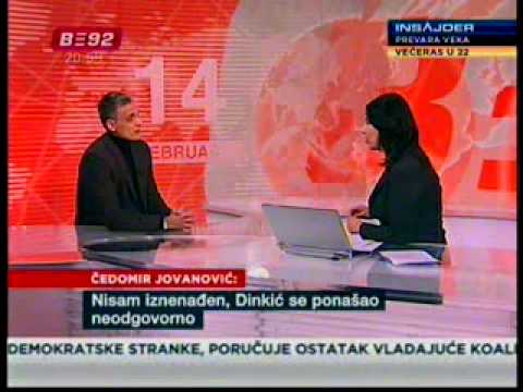 2011 02 14 B92 Cedomir Jovanovic O Krizi Vlade Srbije Youtube