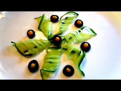 4 Life Hacks How To Make Cucumber Flower Rose Garnish Design Art In