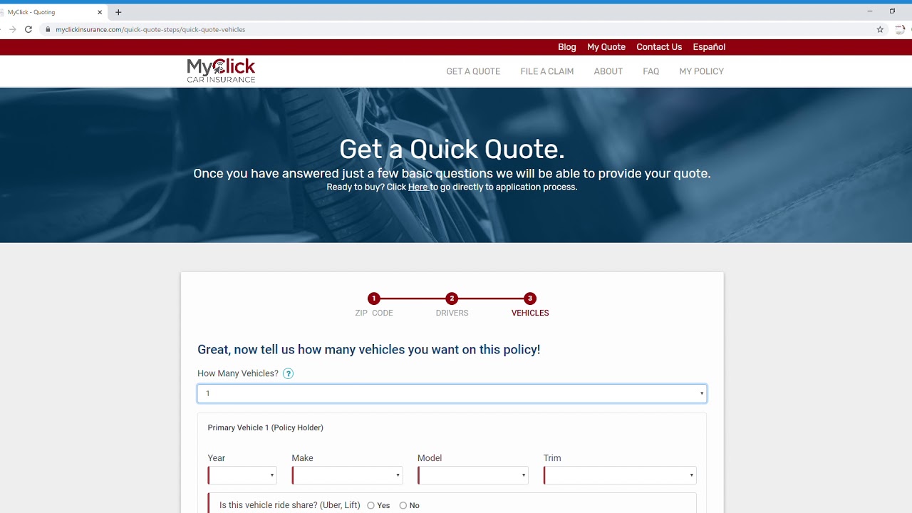 Myclick Quick Quote Demo Youtube