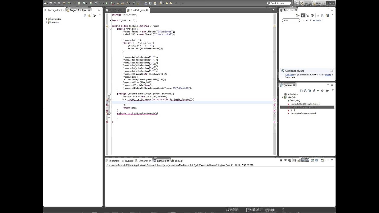 Calculator Actionlistener Java Youtube