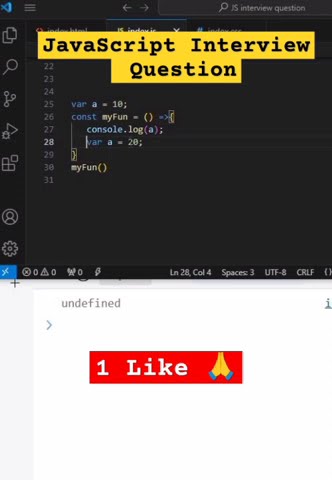 Javascript Interview Question Interview Question Shorts Shortvideo