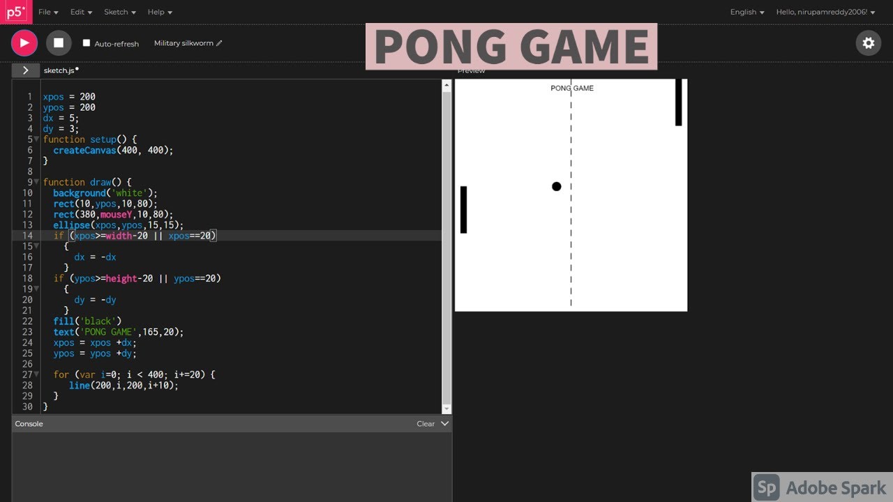 Ping Pong Game Javascript Code P5js At Chloe Dunbar Blog