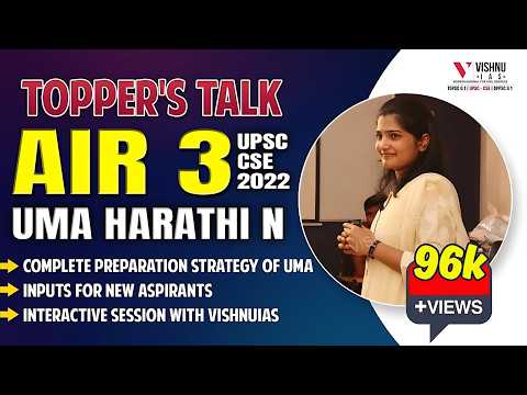 Topper S Talk Uma Harathi N Upsc Cse Air 3 At Vishnu Ias Acdemy Upsc