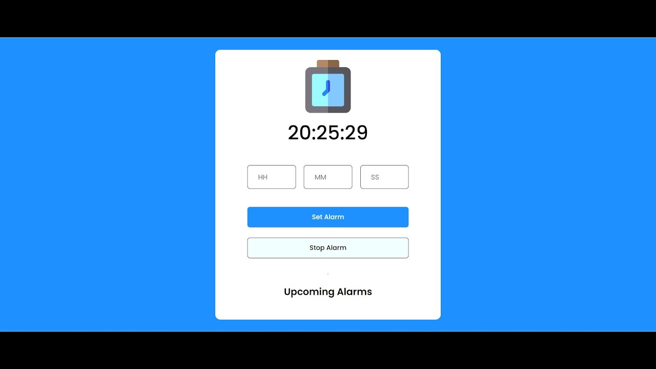 Alarm Clock Using Html Css Vanilla Javascript Youtube