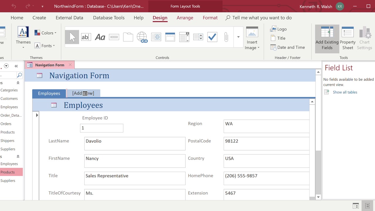 Creating An Access Navigation Form With A Macro On A Tab Youtube