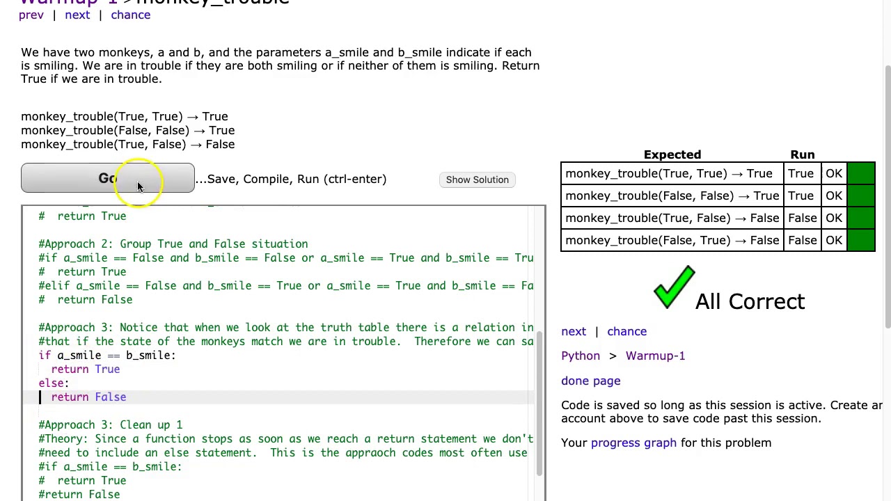 Codingbat Monkey Trouble Python Youtube