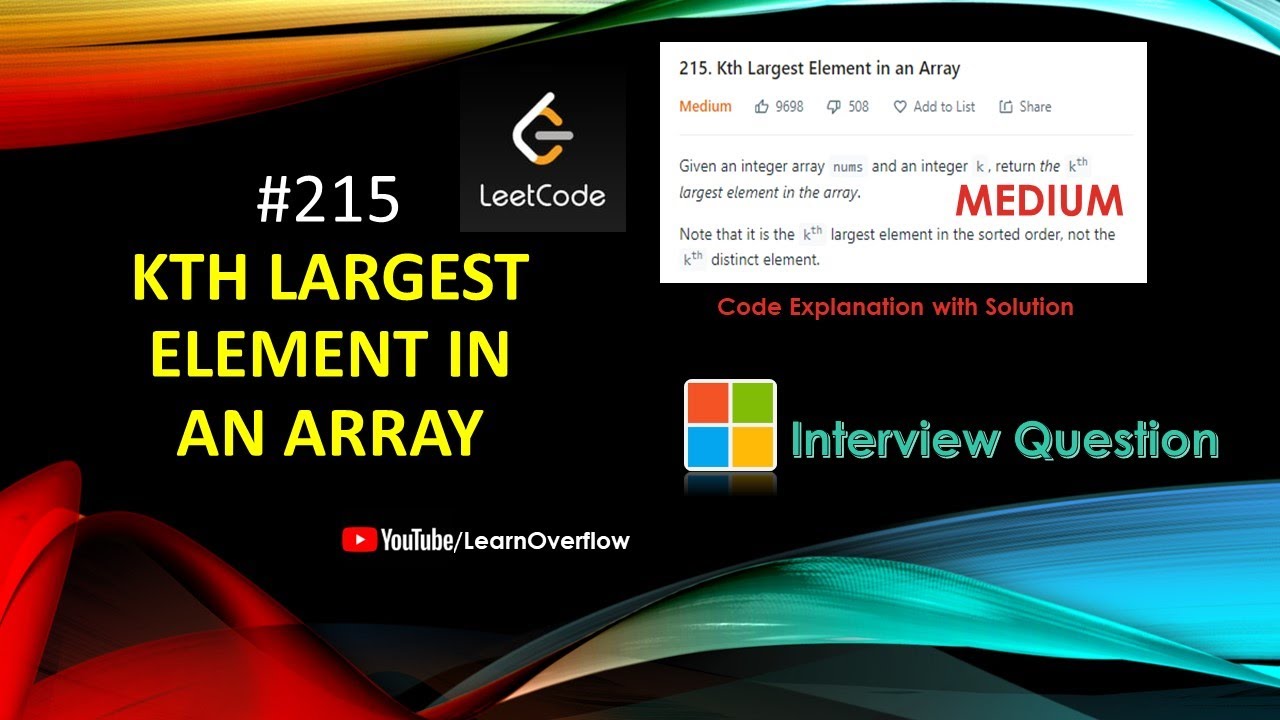 Kth Largest Element In An Array 215 Priority Queue Java Leetcode
