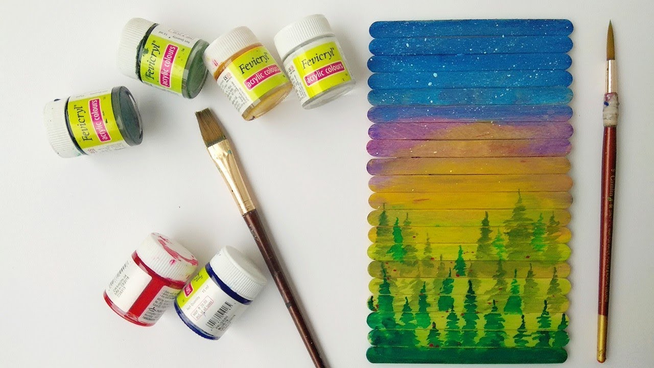 Icecreame Stick Art Lolly Stick Painting Art Creato Youtube