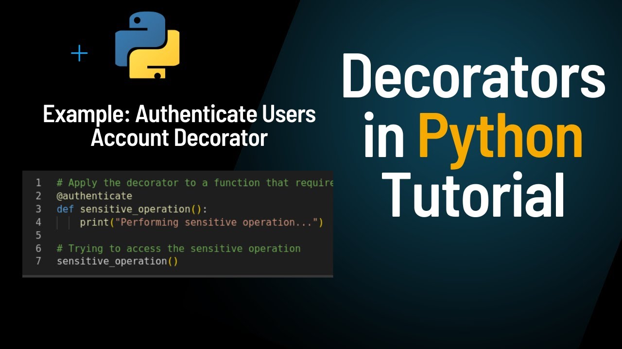 Decorators In Python Tutorial Youtube