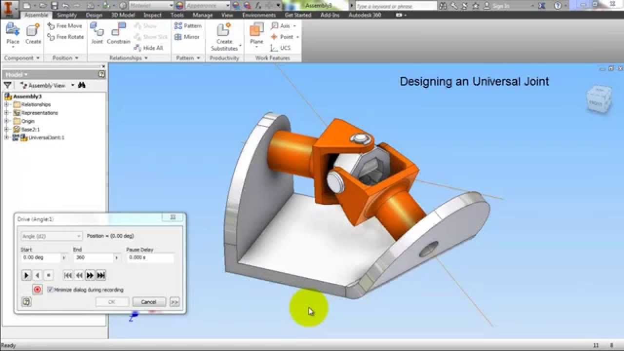 Autodesk Inventor Tutorial Universal Joint Part1 Youtube