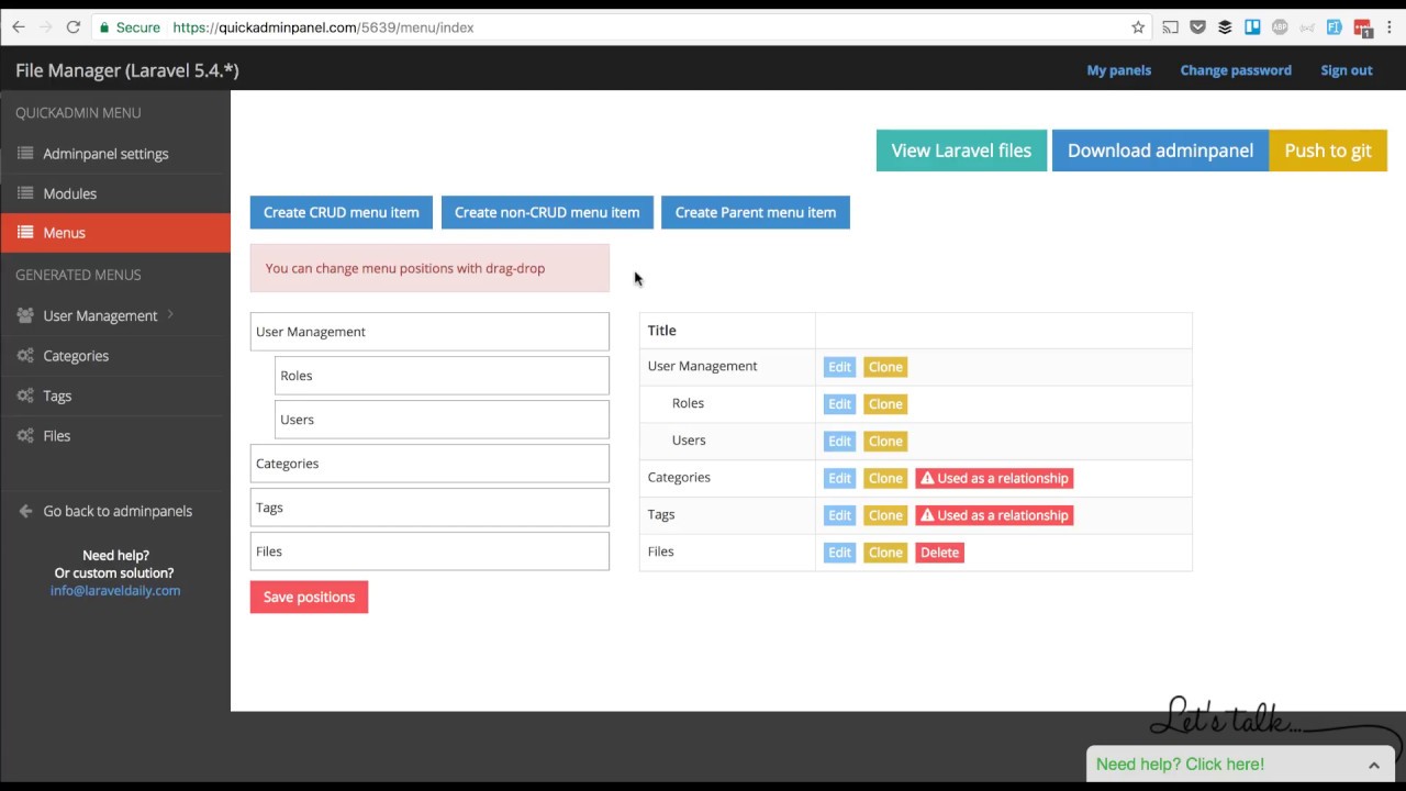 Quickadminpanel Push To Git Demo Youtube