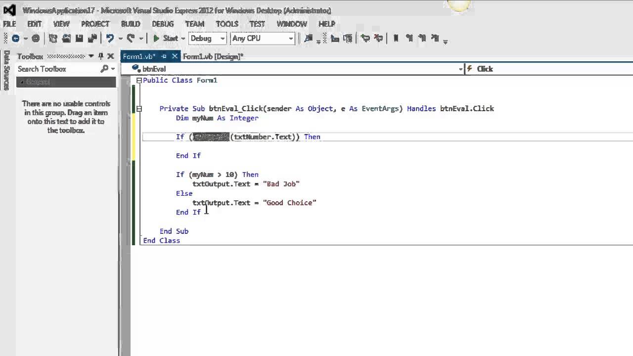 Isnumeric Data Validation Function In Visual Basic Vb Net Youtube