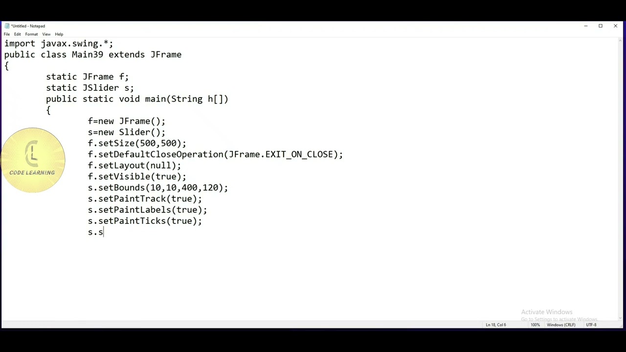 Java Swing Class Jslider 2 Codelearning Youtube