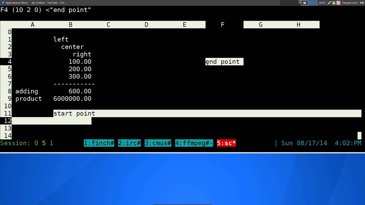 Sc Spreadsheet Editor Linux Tui Youtube