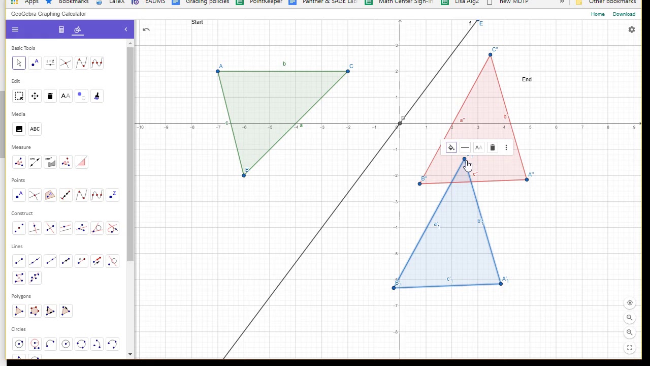 Reflection And Translation With Geogebra Youtube