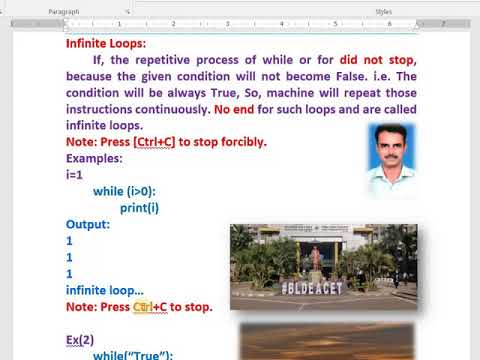 Finite And Infinite Loops In Python By Chidanand S Kusur Youtube