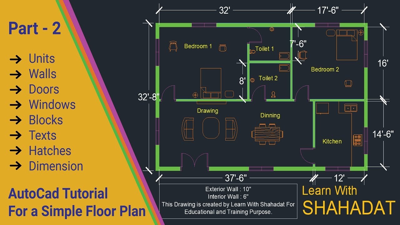 Drawing Floor Plan Autocad Tutorial Autocad Floor Plan Tutorial For