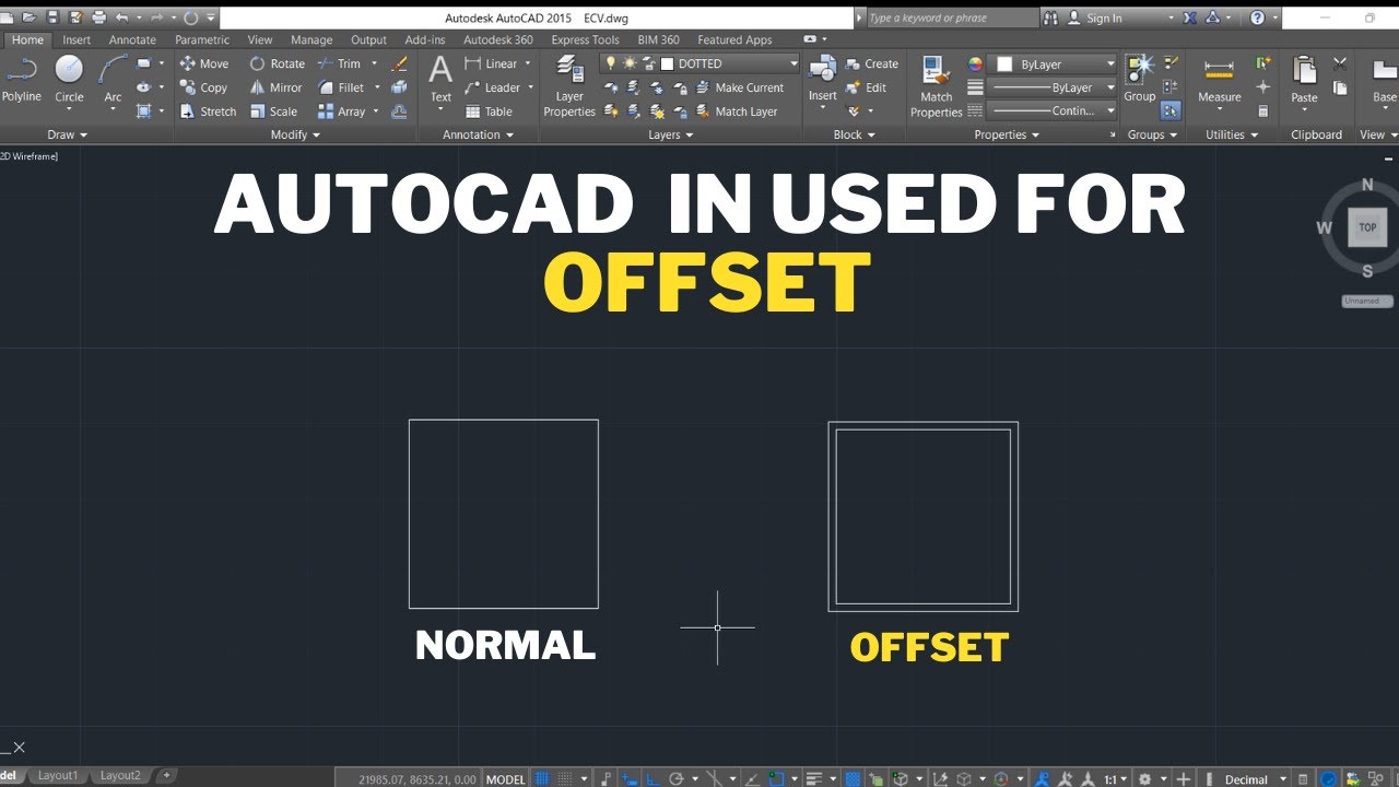Autocad In Used For Offset Autocad Tutorials Offset Command