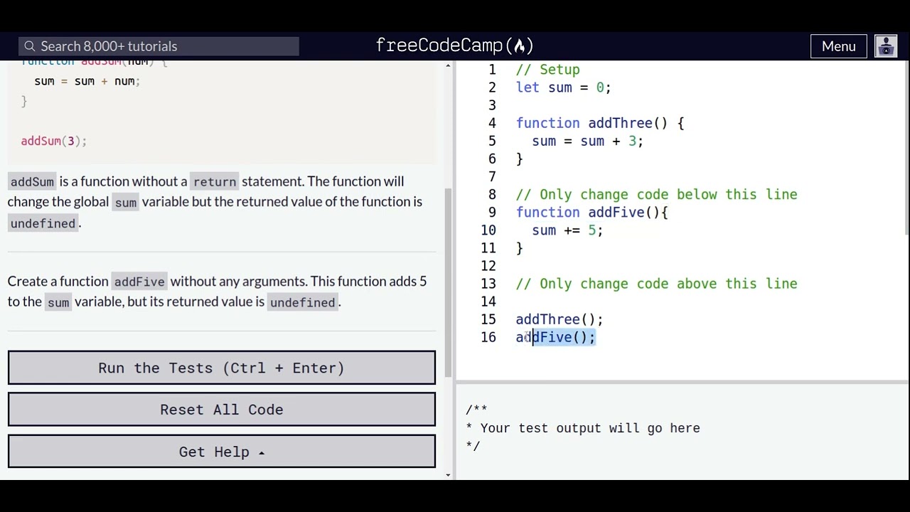 Lesson 55 Basic Javascript Understanding Undefined Value Returned