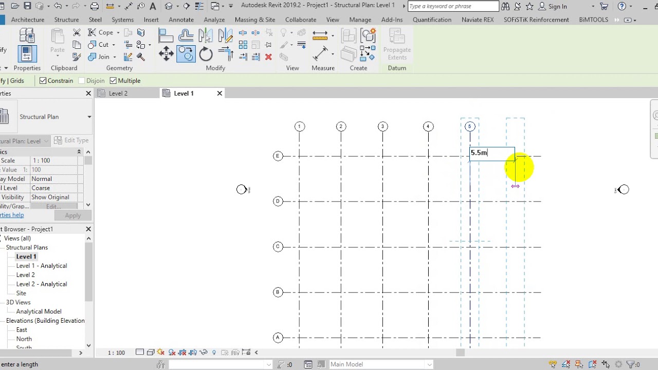 Revit Structure Creating Structural Grids Youtube