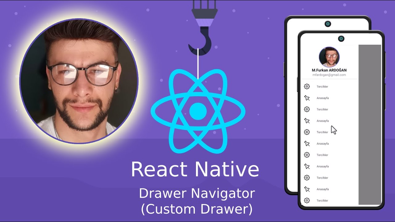 React Native Drawer Navigator Kullan脹m脹 4 Custom Drawer Youtube