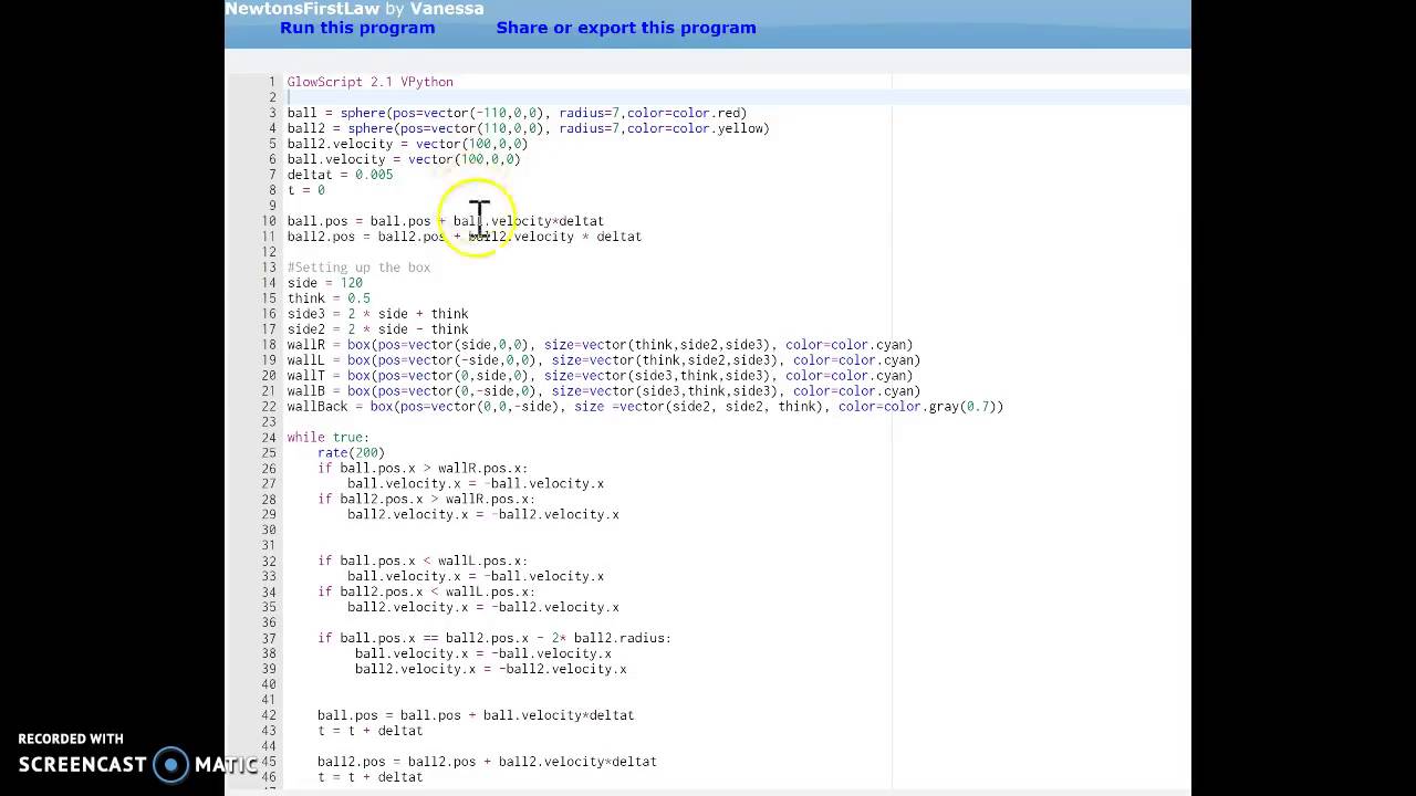 Glowscript Elastic Collision Youtube