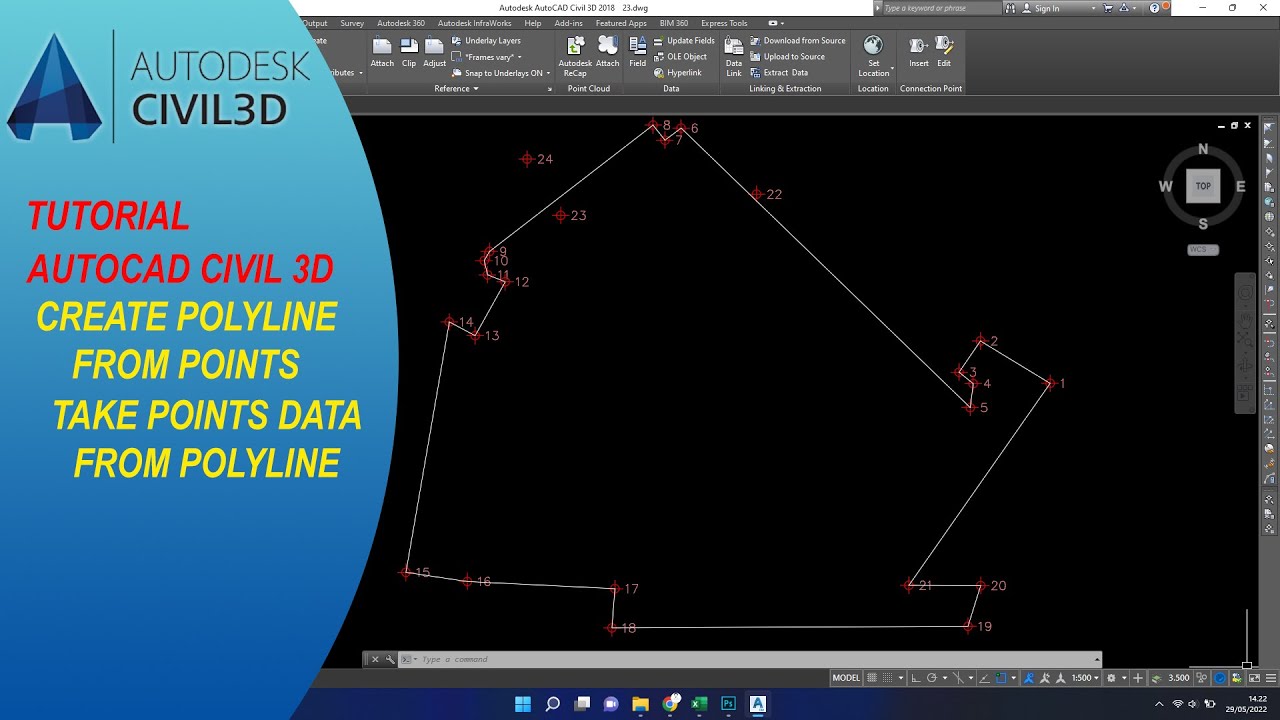 Autocad Civil 3d Create Polyline From Points Create Points Data From
