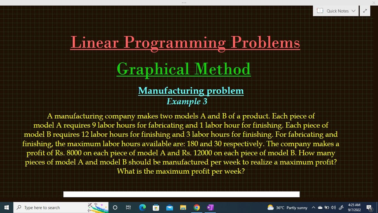 Lpp6 Linear Programming Problems Manufacturing Problem Graphical