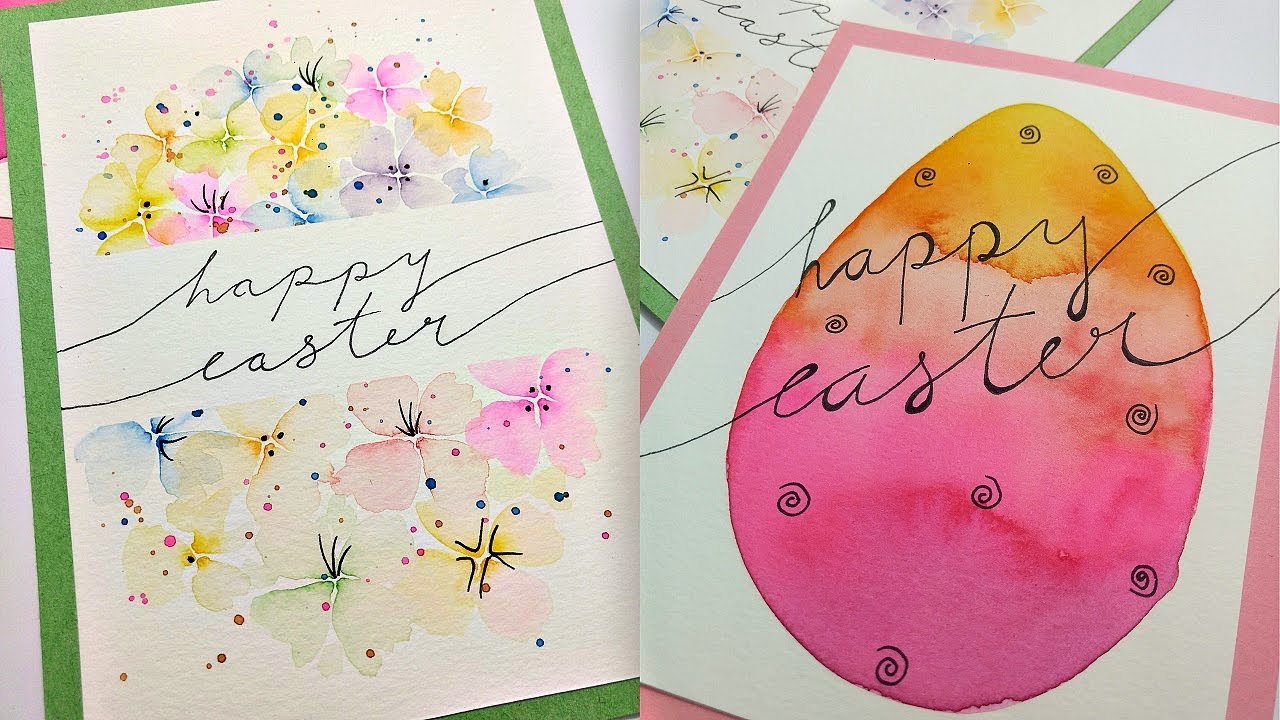 2 Easy Easter Watercolor Cards Part 1 How To Paint The Easiest
