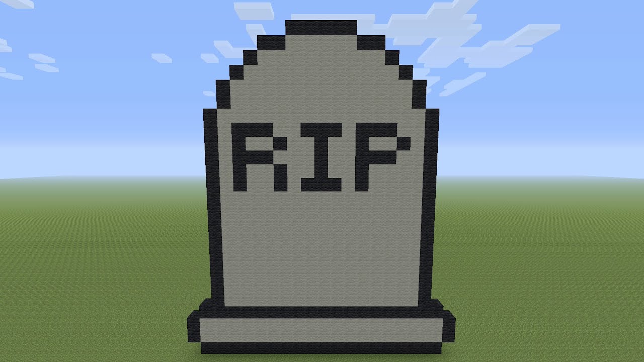 Minecraft Pixel Art Rip Tombstone Youtube