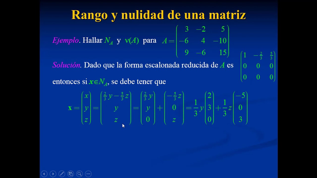 Rango Y Nulidad De Una Matriz 1 Youtube