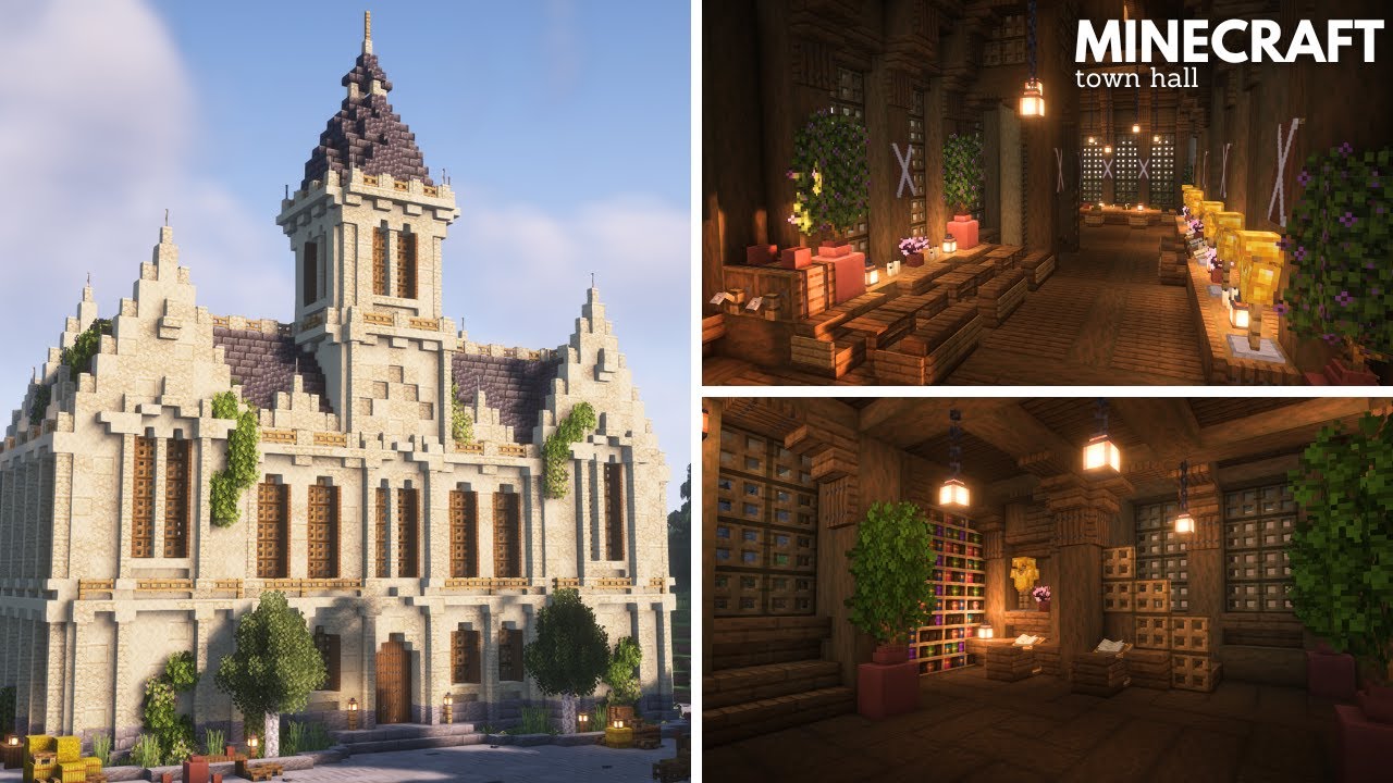 Minecraft Medieval Town Hall Interior Tutorial Minecraft Tutorial