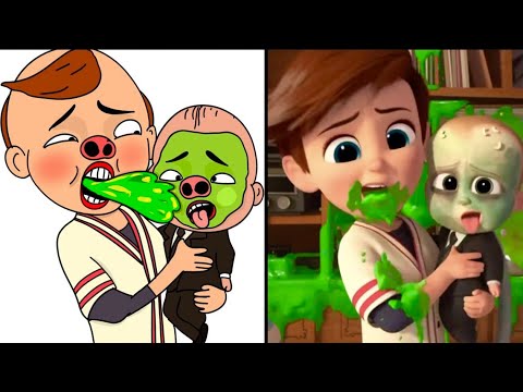 The Boss Baby Vomit Fountain Scene Baby Boss Drawing Meme Youtube