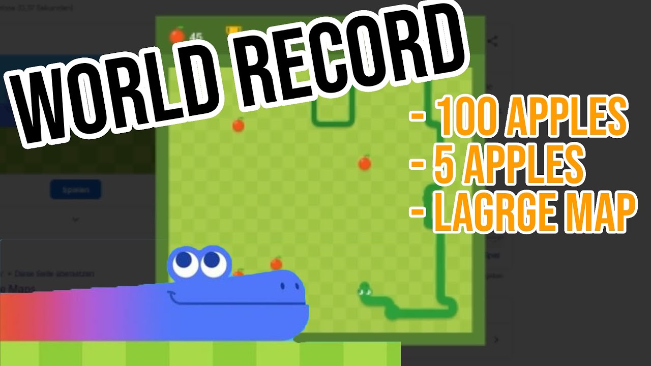 Snake World Record 100 Apples Large Map 5 Apples Youtube