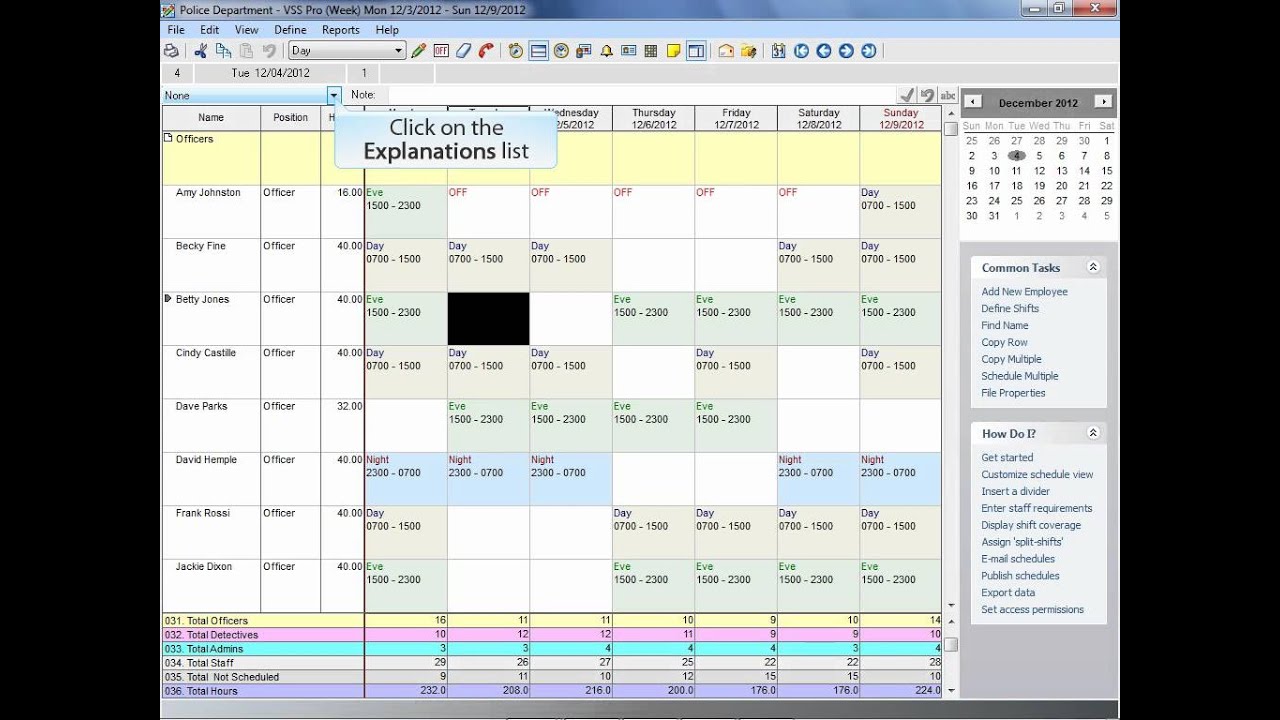 Shift Explanations And Shift Notes In Visual Staff Scheduler Employee
