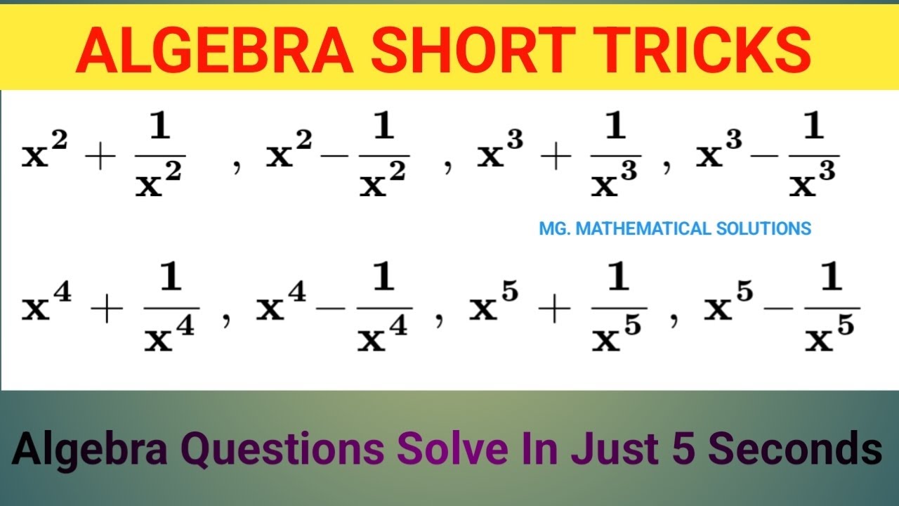 Algebra Important Questions Solve In Just 5 Seconds Algebra Ssc