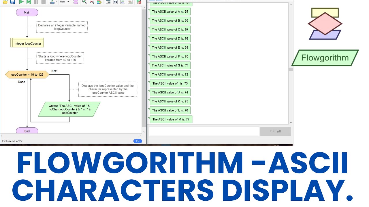 Flowgorithm Ascii Characters Display Youtube