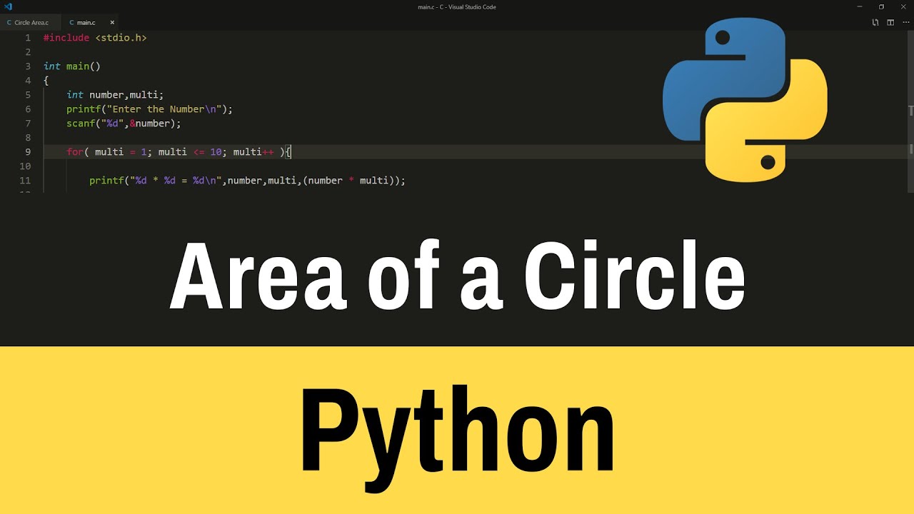 How To Write A Python Program To Find The Area Of A Circle Youtube