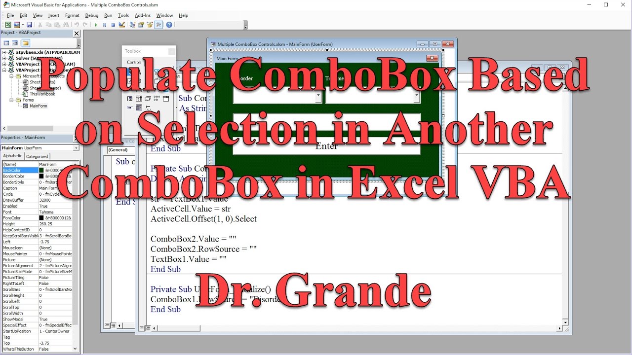 Populate Combobox Based On Selection In Another Combobox Using Excel