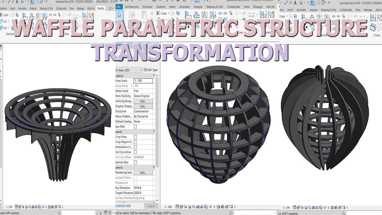 Revit Adaftive Parametric Waffle Structure Tutorials Youtube