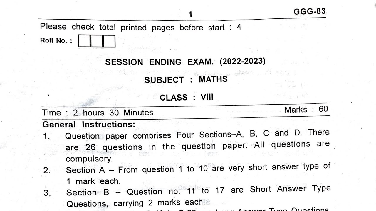 Class 9th Maths Annual Exam Paper 2024 2025