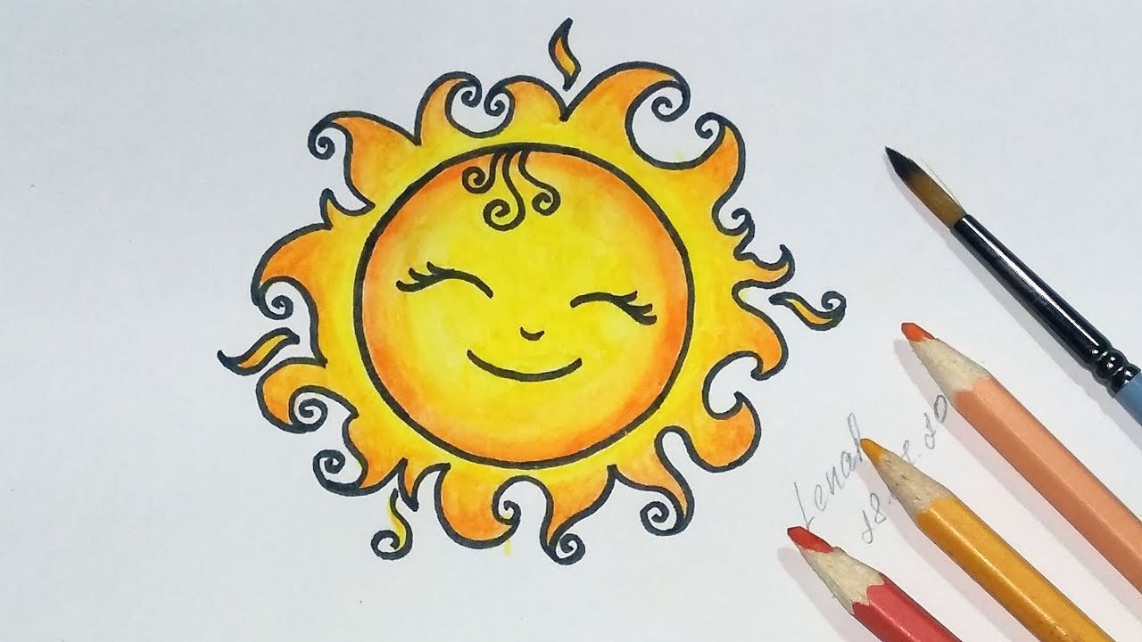 How To Draw A Cute Sun Step By Step Summer Drawing Youtube