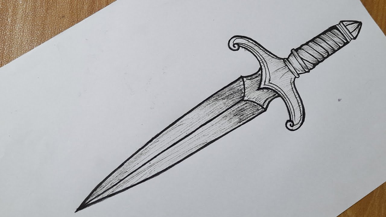 How To Draw A Sword Easy Step By Step Sword Tattoo Drawing Youtube