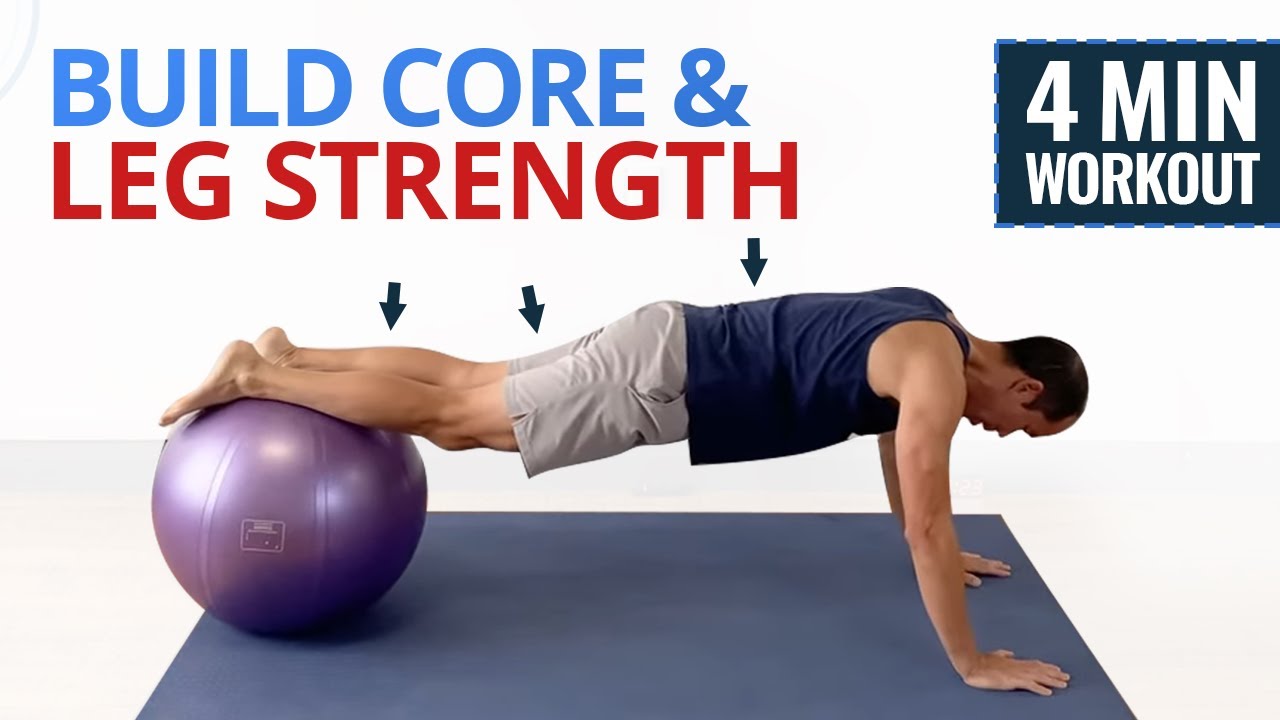 4 Minute Core Leg Stability Ball Workout Youtube
